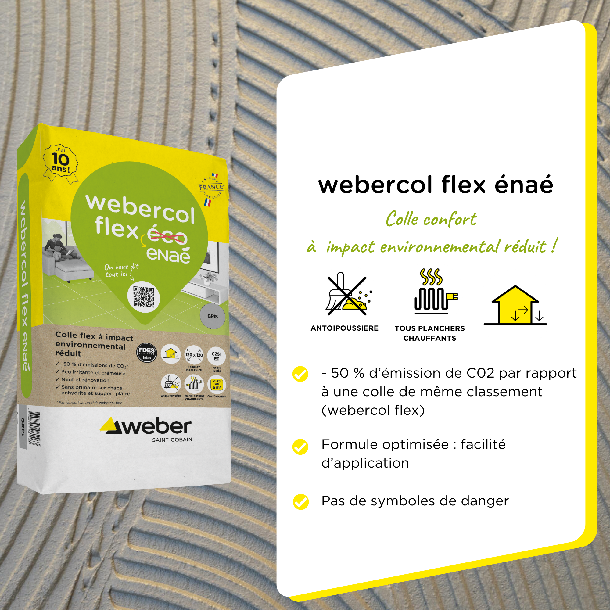 webercol flex enaé : mortier colle avec hautes performance