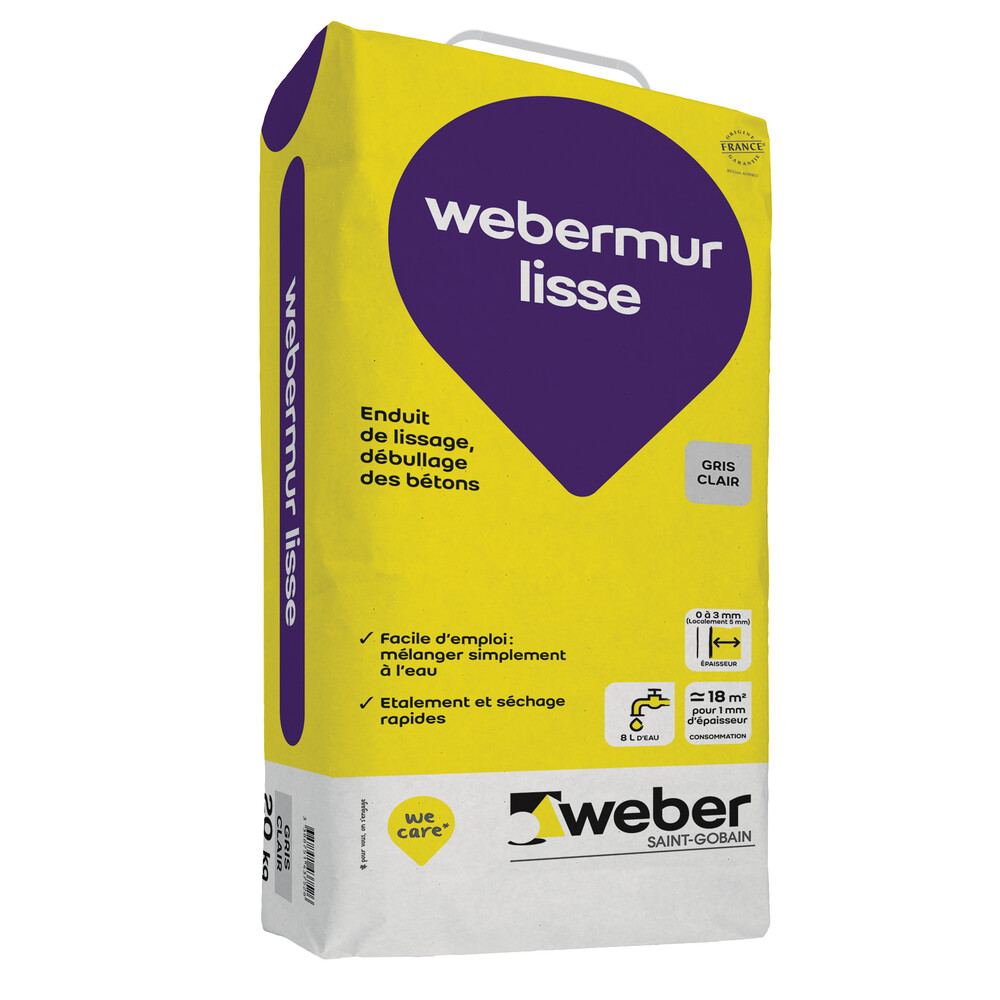 webermur lisse : enduit de lissage et débullage bétons l Weber