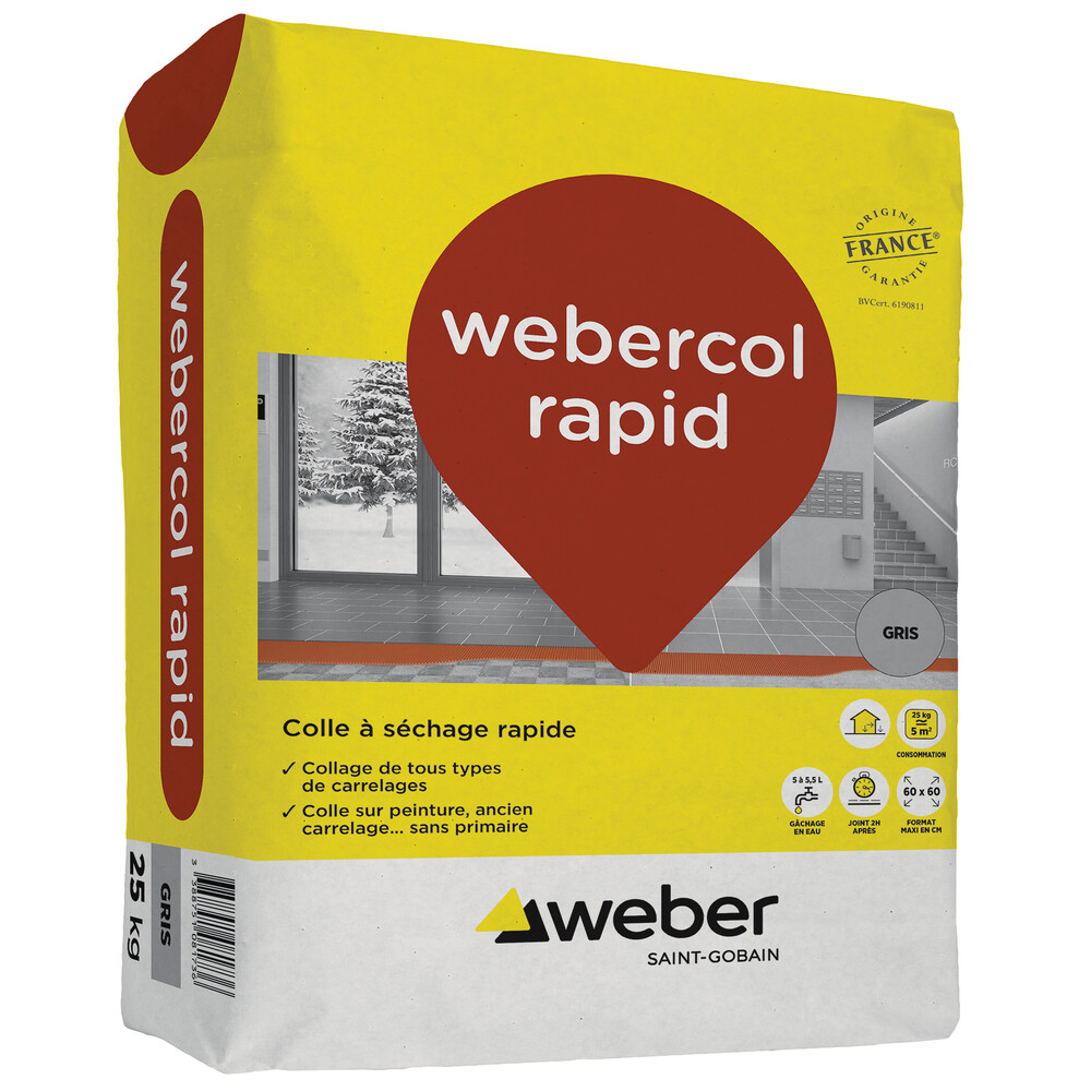 webercol rapid : Colle pour carrelage à séchage rapide l Weber