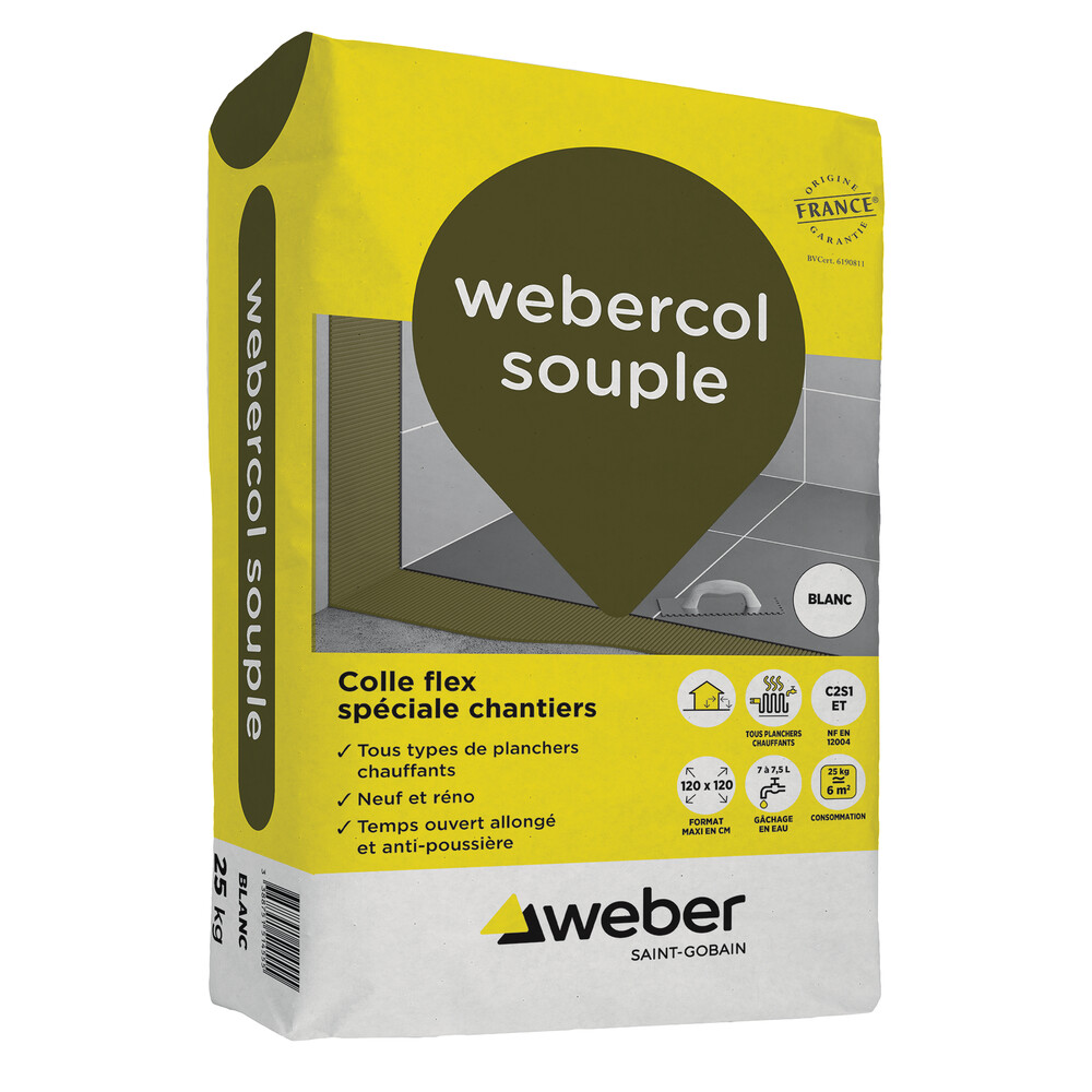 webercol souple : mortier-colle déformable pour carrelage