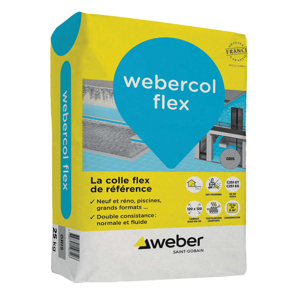 webercol flex : colle grands formats, planchers chauffants