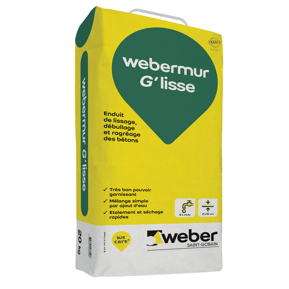 webermur G'lisse : enduit de ragréage, lissage bétons