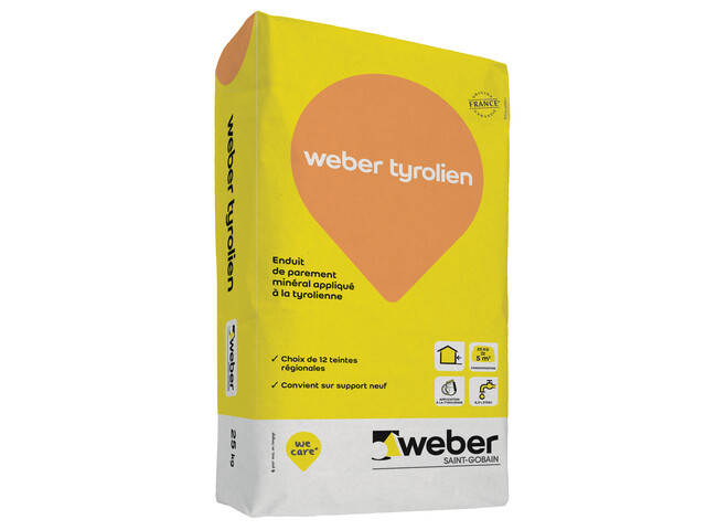 weber tyrolien : Enduit de parement minéral appliqué à la tyrolienne