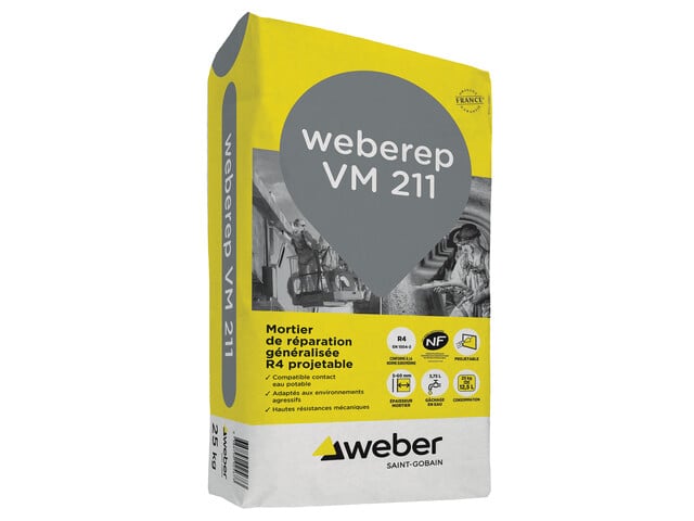 weberep VM 211 : Mortier de réparation pour sol, mur, plafond