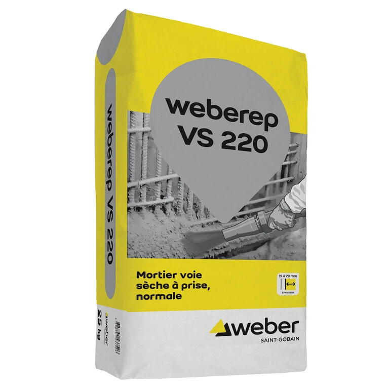 weberep VS 220 : Mortier de projection par voie sèche à prise normale