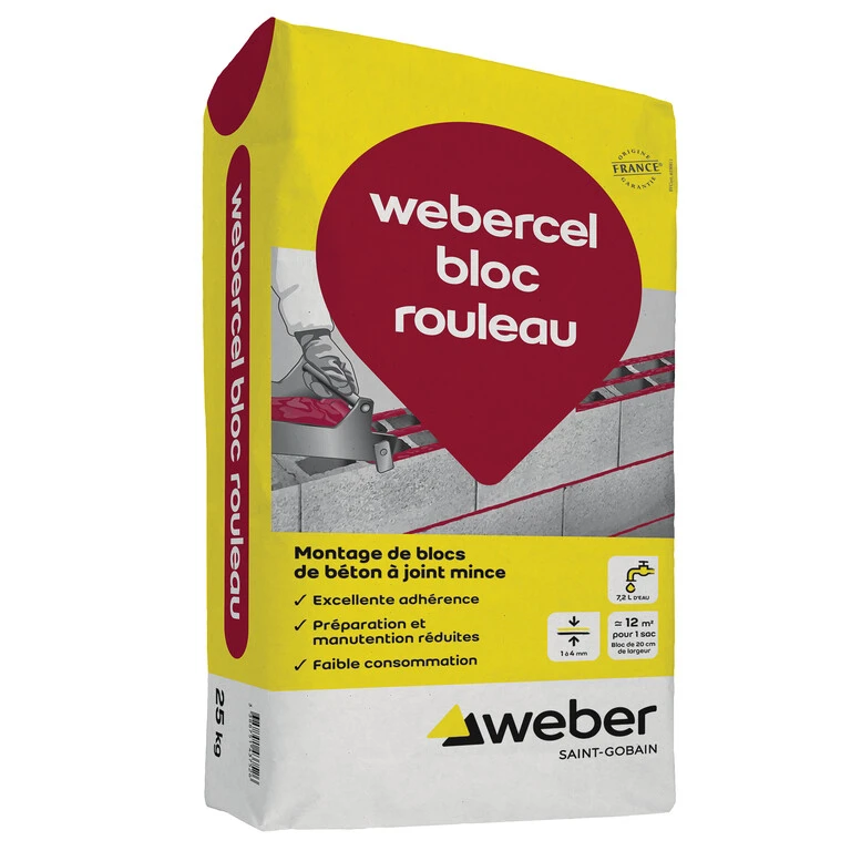 webercel bloc rouleau : montage de bloc béton à joint mince