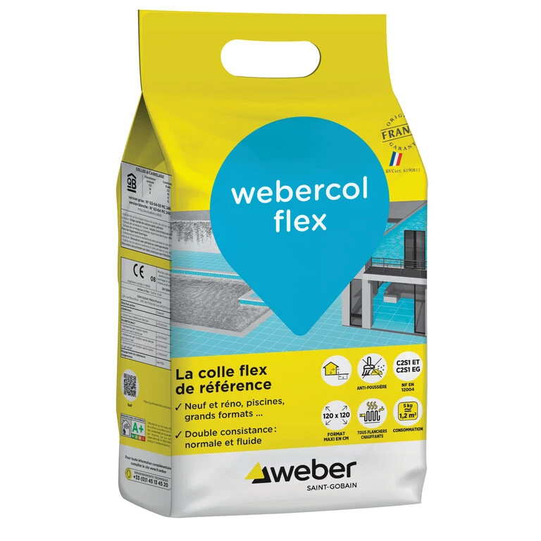 webercol flex : colle grands formats, planchers chauffants