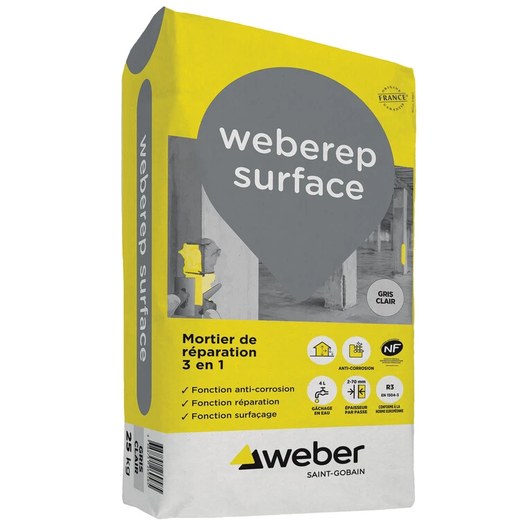 weberep surface : mortier fibré pour réparation 3 en 1 l Weber