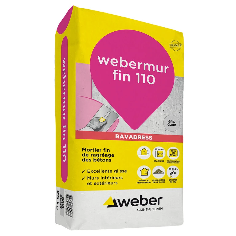 webermur fin 110 : mortier fin de ragréage des bétons