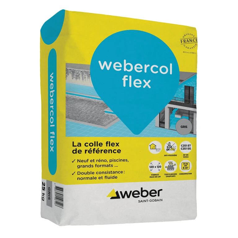 webercol flex : colle grands formats, planchers chauffants