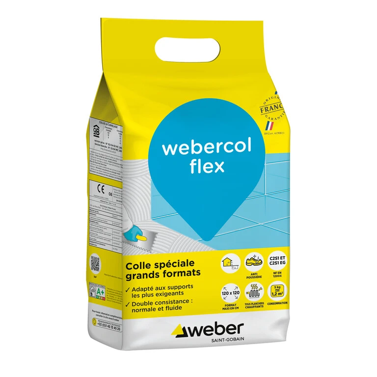 webercol flex : colle grands formats, planchers chauffants